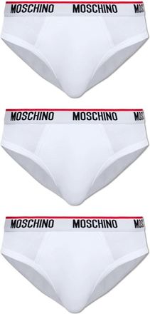 Moschino Homme, Sous-v&ecirc;tements, Blanc, Taille: L Lot de trois slips en coton