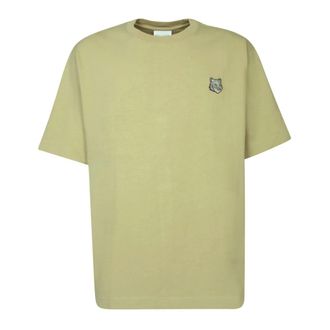 Maison Kitsun&eacute; Oversize T-Shirt mit gro&szlig;em Fuchs-Kopf-Patch - - Tops - Herren - Beige - S