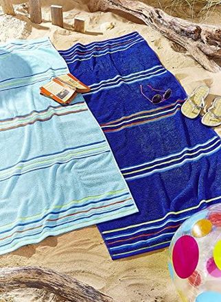 Catherine Lansfield Lot de 2 Serviettes de Plage avec Motifs darcs-en-Ciel, Couleur Bleue