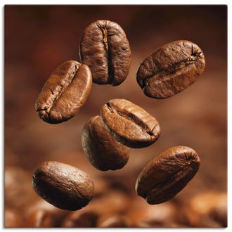 Artland Wanddeko Leinwand Bilder Wandbild 50x50 cm Ernährung & Genuss Getränke Kaffee Fotografie Braun Nahaufnahme von Kaffeebohnen T6AZ