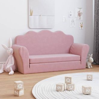 vidaXL Vidaxl - Kinder-Schlafsofa 2-Sitzer Rosa Weicher Pl&uuml;sch