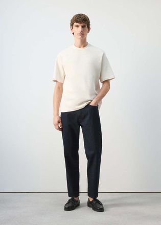 Mango T-shirt heavy weight relaxed fit &eacute;cru - Homme - XXL - MANGO MAN