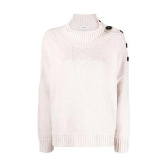 Yves Salomon Rosa-beiger Oversized Pullover mit Kn&ouml;pfen - - Knitwear - Damen - Beige - L