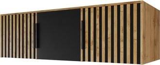 Mirjan24 Schrankaufsatz Bado Lux, Schrankaufsatz der Serie Bado, mit 2/3/4 Türen, Farbauswahl (Eiche Wotan/Schwarz + Eiche Wotan, 3D)