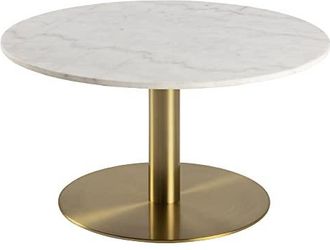 Selsey Corbines - Beistelltisch/Wohnzimmertisch aus weißem Marmor und Messing, rund (80 cm)