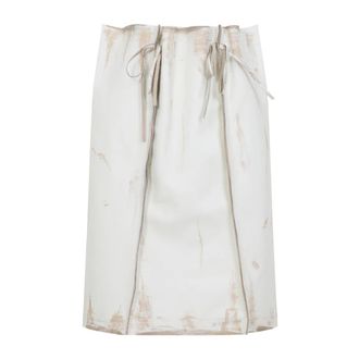 Prada Wei&szlig;e Leder Midi Rock mit Schleifendetails - - Skirts - Damen - Wei&szlig; - S
