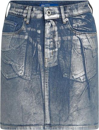 Karl Lagerfeld Femme, Jupes, Multicolore, Taille: 36 FR KLJ Hr Coated Dnm Mini Skirt