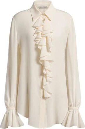 Alberta Ferretti R&uuml;schenbluse aus Cr&ecirc;pe de Chine - - Blouses & Shirts - Damen - Beige - M