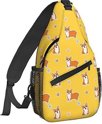 Generic Corgi Et Pattes Sacoche Bandouliere Antivol Pochette Epaule Pratique Sac Poitrine Pour Homme Camping Quotidien
