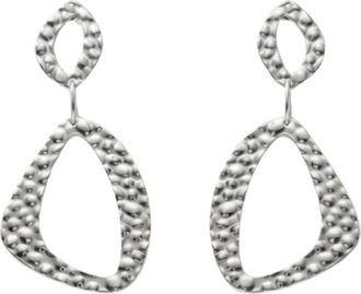 Dansk Copenhagen Ragna Waterproof Silver Stainless Steel Original Earrings - Hammered Finish - - Accessories - Damen - Grau - ONE SIZE