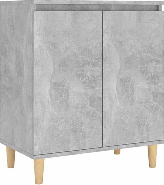 vidaXL Credenza Gambe Massello Grigio Cemento 60x35x70cm Multistrato Vidaxl
