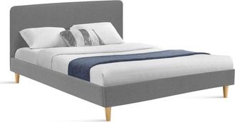 IDMarket Idmarket - Lit double scandinave balta avec tête de lit et sommier 160 x 200 cm tissu gris clair