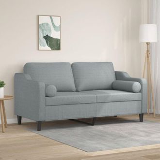 vidaXL 2-Sitzer-Sofa mit Zierkissen Hellgrau 140 cm Stoff Vidaxl
