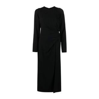 Dries Van Noten Femme, Robes, Noir, Taille: 38 FR Draped Long-Sleeve Zip-Back Dress