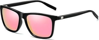 Generic Lunettes de soleil minimalistes &agrave; monture carr&eacute;e - Design polaris&eacute;, protection UV400, nuances dext&eacute;rieur tendance, Cadre noir - Chips roses en fleurs 