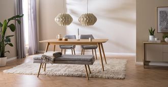 Mørteens home24 Sitzbank 140 x 48 x 41cm Grau/Hellgrau Webstoff Stefka: Hellgrau