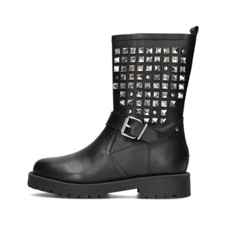 Omoda Stilvolle Biker Boots mit Silbernen Details - - Shoes - Damen - Schwarzk - 36 EU