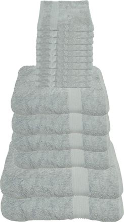 Julie Julsen 16 TLG Handtuchset 2 Badet&uuml;cher 4 Handt&uuml;cher 10 Waschhandschuhe Reine Baumwolle &uuml;ber 30 Farben Silber