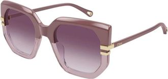 Chlo&eacute; Femme, Accessoires, Rose, Taille: 53 MM Lunettes de soleil carr&eacute;es en ac&eacute;tate