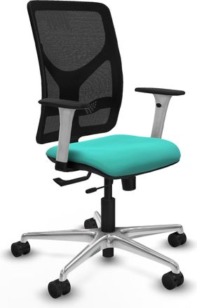 Piqueras y Crespo Stuhl Home Office mit wei&szlig;en und schwarzen Armlehnen, h&ouml;henverstellbare Lendenwirbelst&uuml;tze, ausgestattet mit Syncro/Traslack und Schneideschaum, Schwa