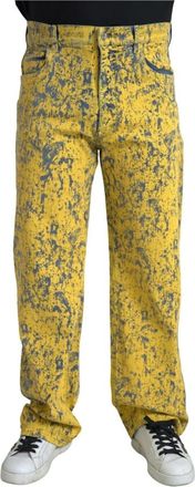 Dolce & Gabbana Gelbe Tie-Dye Straight Denim Jeans - - Jeans - Herren - Gelb - M