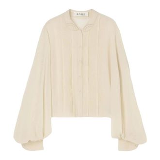 R&oacute;he Plissierte Seidenbluse mit Sheer-Effekt - - Blouses & Shirts - Damen - Beige - 2XS