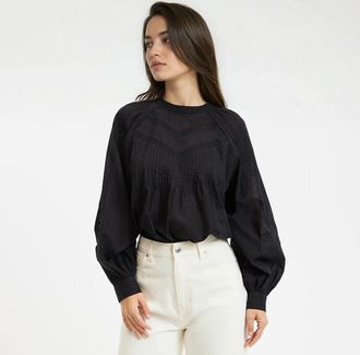 La Redoute Collections Blouse Col Rond Voile De Coton Et Broderies