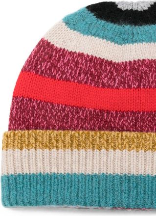 Paul Smith Multicolor Striped Winter Hat - Red