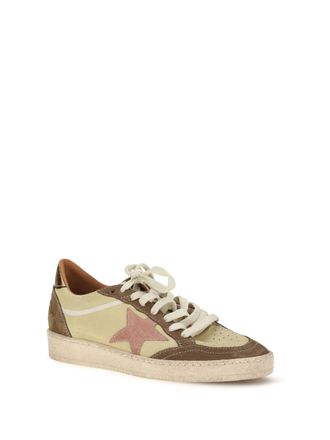 Golden Goose Womens Leather Sneakers Ball Star Vintage Yellow Yellow-Beige-Pink-Bronze Trainers Yellow/beige/pink/bronze