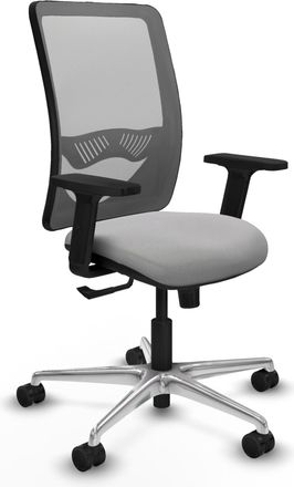 Piqueras y Crespo B&uuml;rostuhl aus Stoff, h&ouml;henverstellbar, mit Rollen Zulema mit 2D-Armen, h&ouml;henverstellbare Lendenwirbelst&uuml;tze, ausgestattet mit 3 Positionen, Grau/Hellg