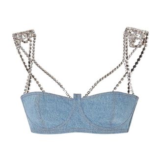 GCDS Choker Denim Bra - - Tops - Damen - Blau - XL