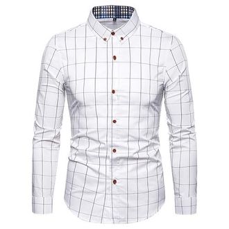 Generic Chemise &agrave; manches longues pour homme - Haut de No&euml;l d&eacute;contract&eacute; et tendance - Coupe ajust&eacute;e - Col boutonn&eacute; - Manches longues - Chemise de costume pour