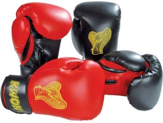 KWON Kinder Boxhandschuhe Cobra 6oz, in 2 Farben (schwarz/rot, 6 oz)