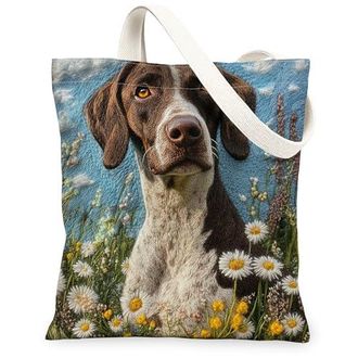 Generic Sac fourre-tout en toile &agrave; poils courts pour faire du shopping, 33 x 38,1 cm, style tricot&eacute;, sac d&eacute;picerie r&eacute;utilisable pour femme, animal de compagni