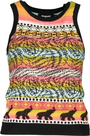 Desigual Femme, Tops, Multicolore, Taille: 42 FR Haut femme en viscose noire d&eacute;claration r&eacute;servoir