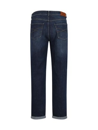 Brunello Cucinelli Mens Straight Cotton Jeans With Five-Pocket Design Denim Scuro