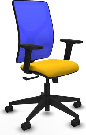 Piqueras y Crespo Schreibtischstuhl mit 2D-Armlehnen, h&ouml;henverstellbare Lendenwirbelst&uuml;tze, ausgestattet mit 3 Positionen und Schneideschaum, Blau/Gelb