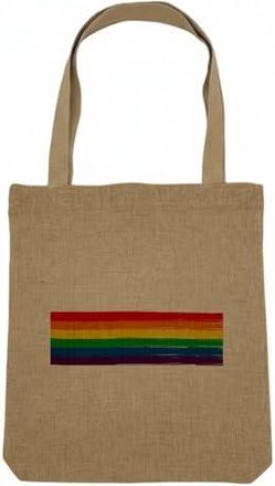 Fabulous Sac Shopping Tote Bag Aspect Lin - Lignes Arc en Ciel LGBT Pride Drapeau Gay Lesbien - Sac de Courses Toile Epaisse 360g Beige Naturel Cabas Port&eacute; Epa