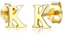 Elli Boucles dOreilles Elli - Lettre K Clous dOreilles Femme - (925/1000) Argent Plaqué Or