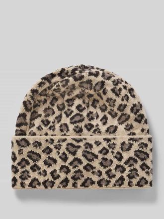Unio Hamburg M&uuml;tze aus Schurwolle-Kaschmir-Mix mit Animal-Print
