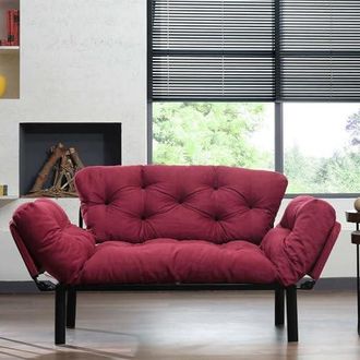 Dmora Schlafsofa 2-Sitzer Zeeusis 155x70 cm Rot, Stauraum