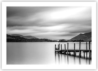 Arttor Wandposter Art Prints 70x50cm Poster ohne Rahmen Schwarzwei&szlig; Landschaft See K&uuml;che Wanddeko Bild Wand Kunstdruck Deko Wandbilder Dekoration Wohnzimmer 