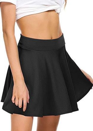 Generic Jupe courte à volants pour femme, Noir, XS