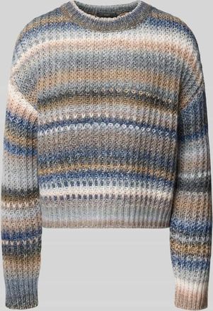 Oui Relaxed Fit Strickpullover aus Woll-Mix mit Streifen-Muster