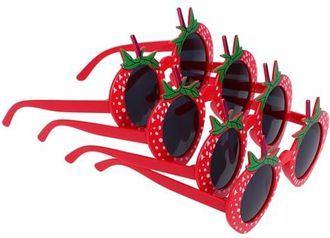 IFUNDOM Lot de 4 Lunettes de Soleil &agrave; Fraise Rouges en Abs L&eacute;ger, Accessoires de F&ecirc;te Danniversaire pour Femmes, Verres Fruits Fantaisie pour Festivals et S&eacute;a