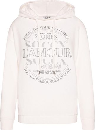 soccx Damen Hoodie aus Flauschstrick mit Glitzer-Print Ivory, XXXL