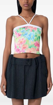 Prada cropped floral top - Gr&uuml;n