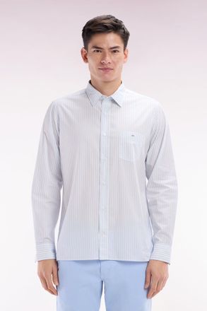 Eden Park Chemise En Coton &Agrave; Rayures Ciel Coupe Droite