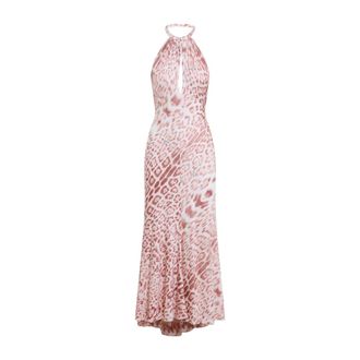 Roberto Cavalli Robe midi &agrave; imprim&eacute; jaguar - Femme - Robes - Rose - Taille: 40 FR