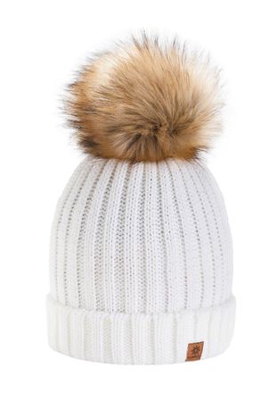 4sold Damen Winter Strickm&uuml;tze - warme Beanie mit Kunstfell-Bommel - handgefertigt in Polen, italienisches Acryl, weich & atmungsaktiv, viele Farben, One Si